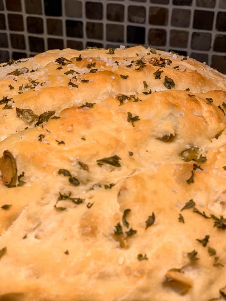 Skillet Garlic Olive Bread - Hot Rod's Recipes